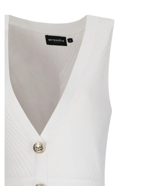 retroféte Ellison Ribbed Button-Front Dress in White | Lyst