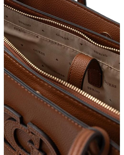 Guess Isola Logo-Plaque Pebbled-Effect Tote Bag in Brown | Lyst UK