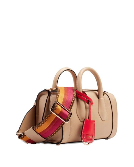Lancel Leather Top-Handle Bowling Bag in Natural | Lyst