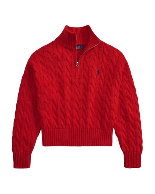 Polo Ralph Lauren Half-zip Sweater in Red | Lyst UK