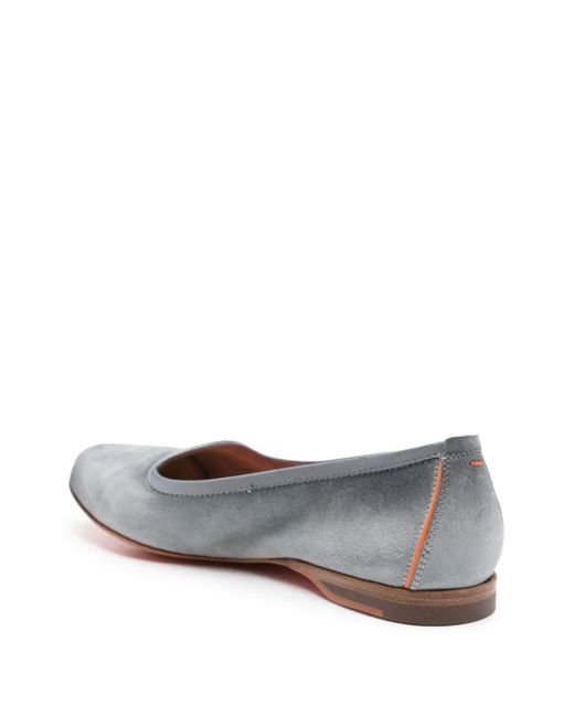 Santoni Embroidered-Logo Suede Slippers in Gray | Lyst