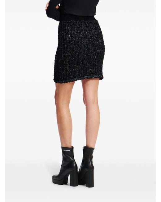 Karl Lagerfeld Essential Bouclé Mini Skirt in Black | Lyst