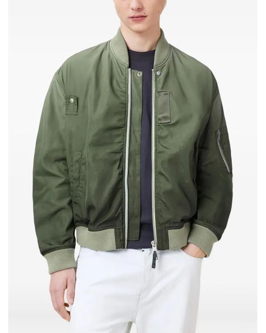 AllSaints Cascade Zip-Fastening Ribbed-Cuff Bomber Jacket in Green for ...