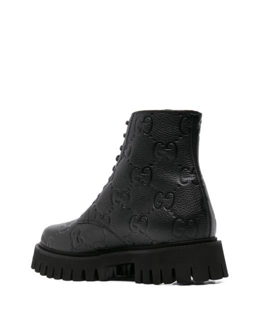 Gucci GG Leather Boots in Black for Men | Lyst