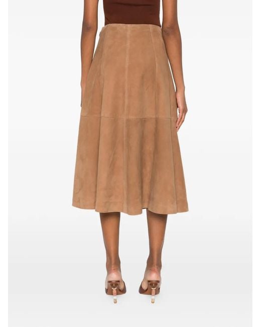 Jonathan Simkhai Panelling Suede Midi Skirt in Brown | Lyst UK