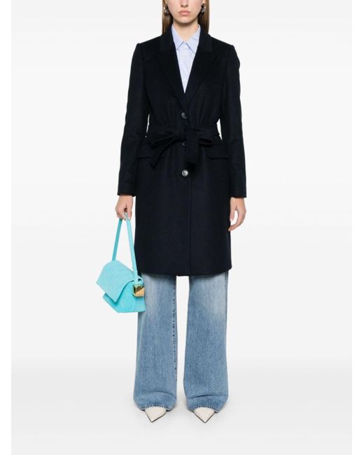 Twin Set Logo-plaque Coat in Black | Lyst