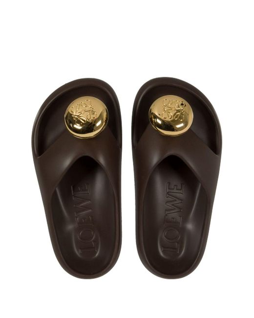 Loewe Logo-Engraved Flip-Flops in Brown | Lyst