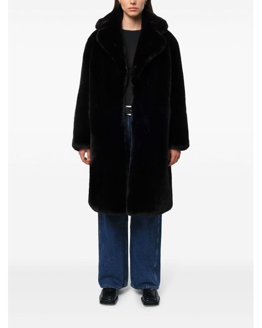 Apparis Steffi Wide-Lapels Faux-Fur Coat in Black | Lyst