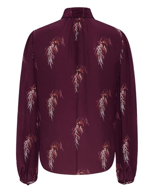 Adam Lippes Joan Bow-Neck Floral-Print Blouse in Purple | Lyst UK