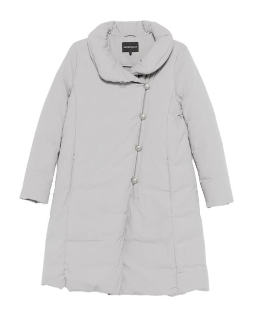 Emporio Armani Off-Centre Padded Coat in Grey | Lyst UK