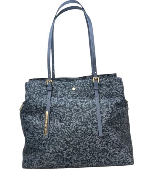 Borbonese Textured Shopping Shoulder Bag in Blue | Lyst UK