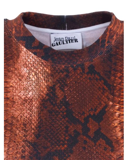 Jean Paul Gaultier Python-Print Crew-Neck T-Shirt in Red | Lyst UK