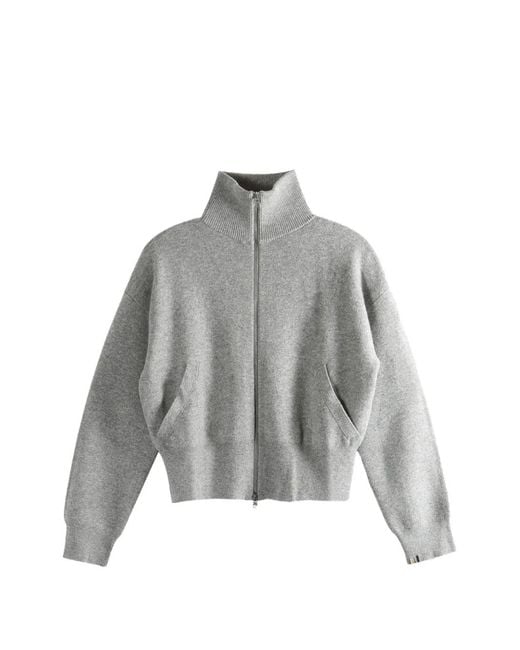 Extreme Cashmere Zip-Up Funnel-Neck Cashmere Cardigan in Grey | Lyst UK