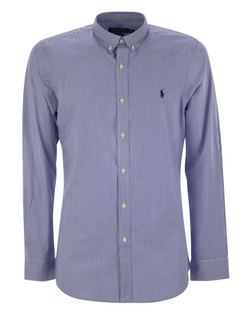 Polo Ralph Lauren Striped Button-Up Shirt in Blue for Men | Lyst UK