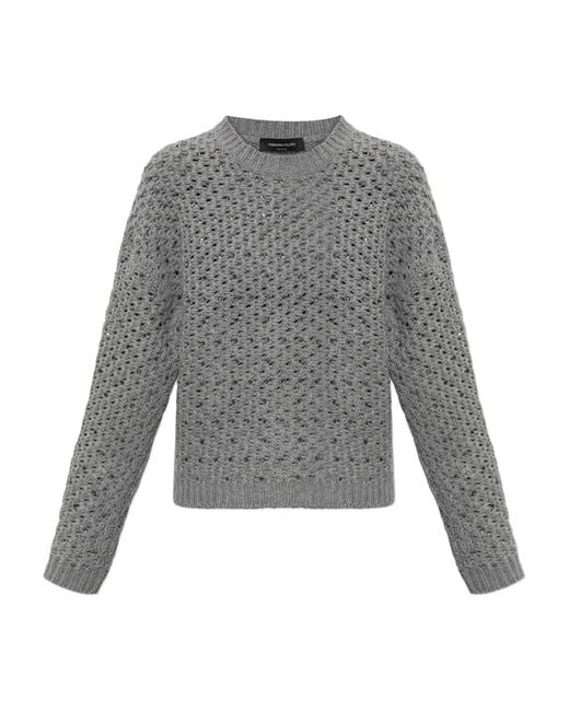 Fabiana Filippi Embellished Open-Knit Sweater in Grey | Lyst UK