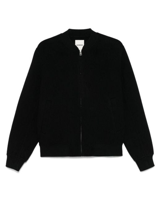 Sandro Felted Bomber Jacket in Black for Men | Lyst