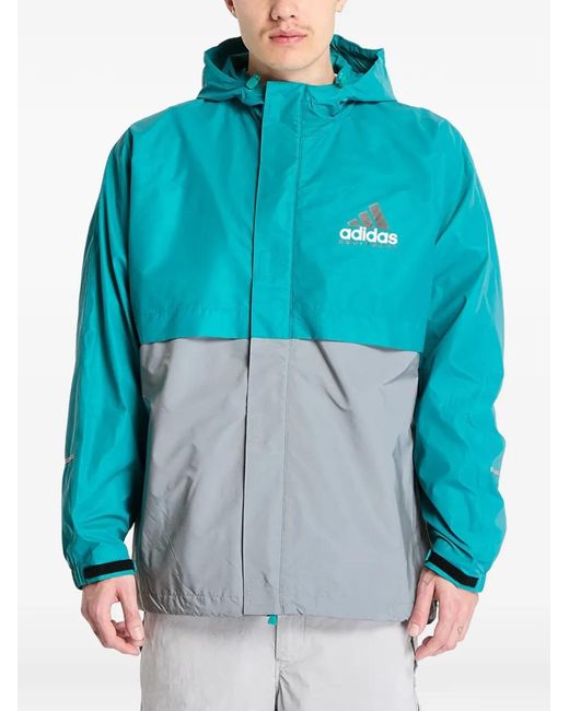 adidas Hooded Colour-Block Jacket in Blue for Men | Lyst UK