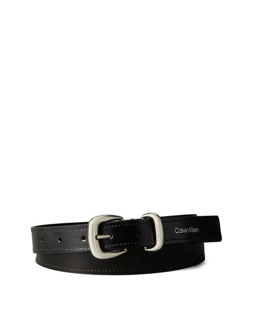 Calvin Klein Logo Leather Belt in White | Lyst UK