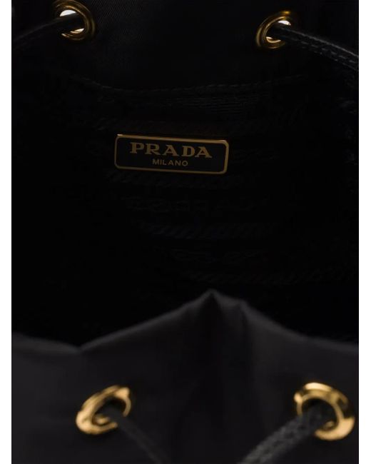Prada Re-Nylon Drawstring Bucket Bag in Black | Lyst