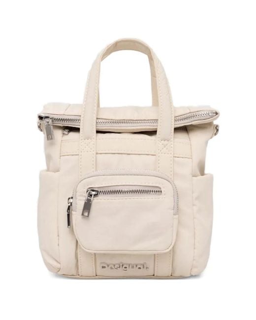 Desigual Voyager Quilted Top-Handle Backpack in Natural | Lyst UK