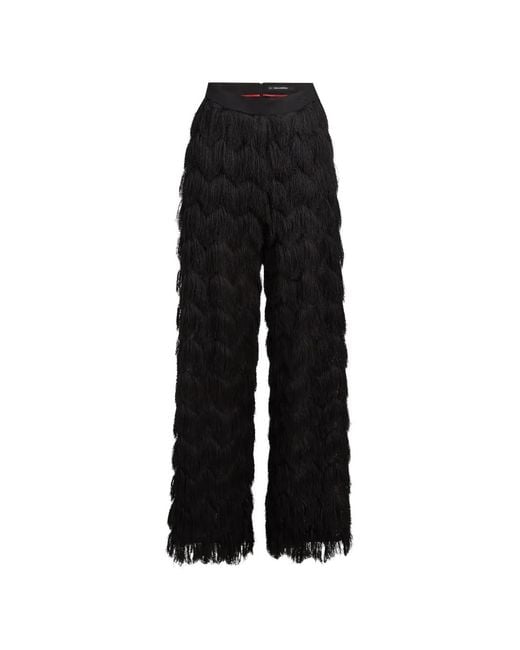 Karl Lagerfeld Logo-Detail Fringe Trousers in Black | Lyst UK