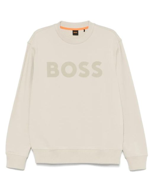 BOSS Logo-Stamp Sweater in White for Men | Lyst