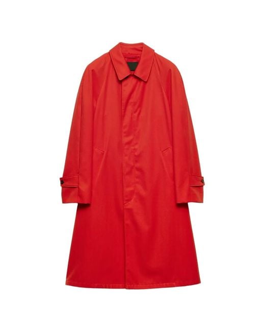 Prada Technical Gabardine Coat in Red for Men | Lyst UK
