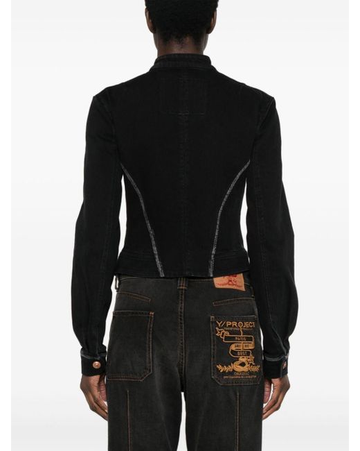 Versace Zip-detail Denim Jacket in Black | Lyst