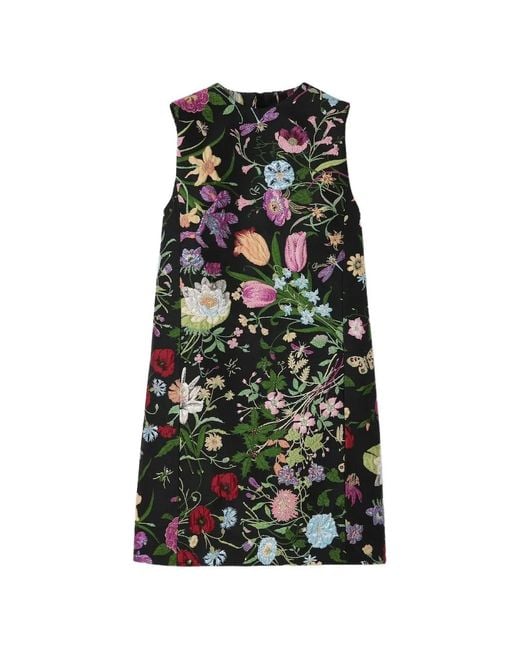 Gucci Floral Brocade Mini Dress in White | Lyst