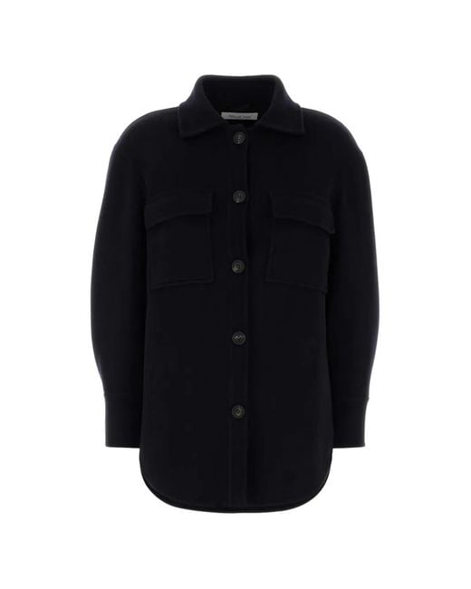 Aftercoat Buttoned Coat in Blue | Lyst