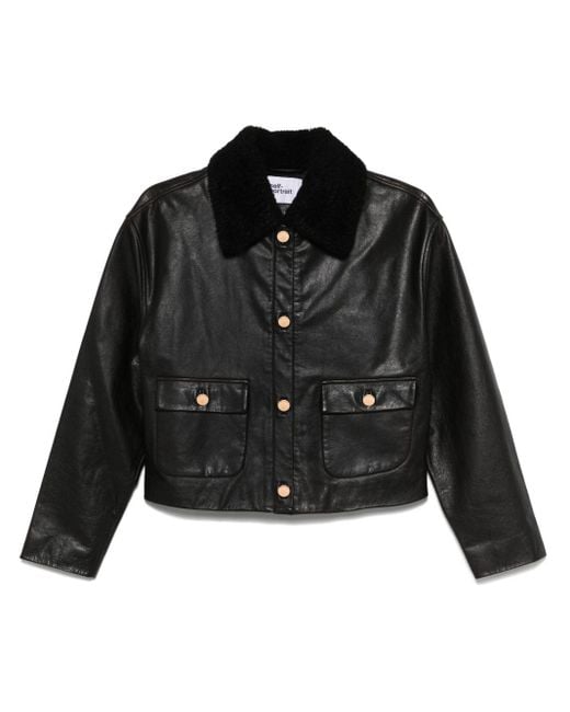 Self-Portrait Leather Jacket in Black | Lyst