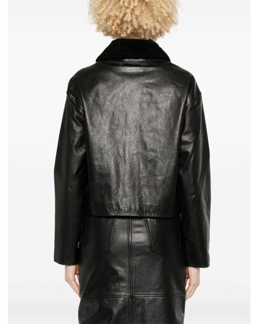 Self-Portrait Leather Jacket in Black | Lyst