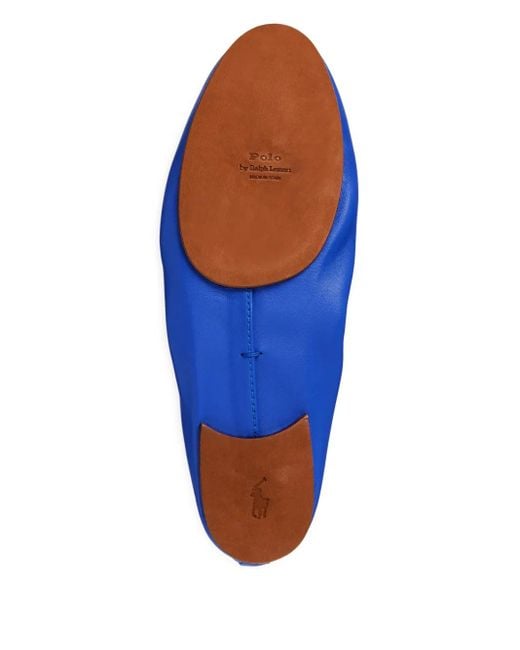 Polo Ralph Lauren Leather Ballet Flats in Blue | Lyst