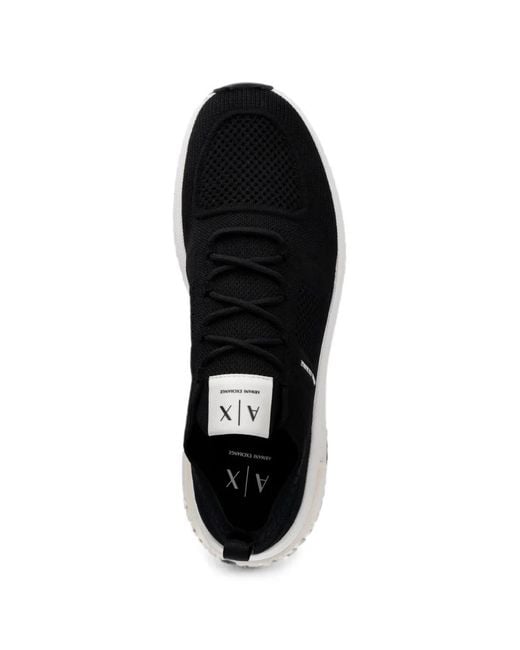 ARMANI EXCHANGE Logo-Print Knitted Sneakers in Black for Men | Lyst UK