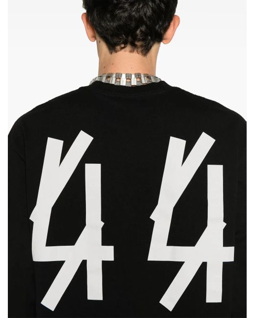 44 Label Group Logo-Embroidered T-Shirt in Black for Men | Lyst UK