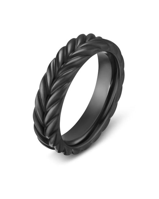 David Yurman Chevron Band Ring (6.2Mm) in Black for Men | Lyst