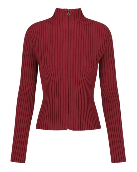 Amomento Ribbed Zip-Up Cardigan in Red | Lyst UK