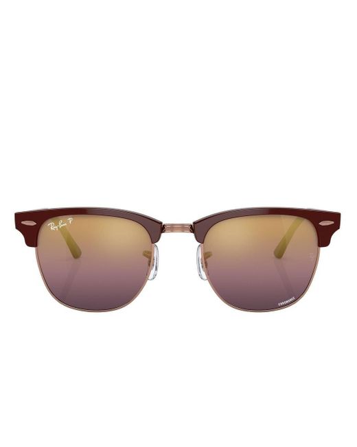 Ray Ban Clubmaster Half Rim Sunglasses In Brown Lyst