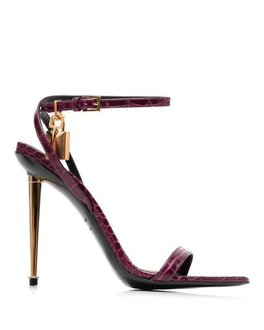 Tom Ford Leather Padlock Ankle Strap Sandals In Purple Lyst Uk