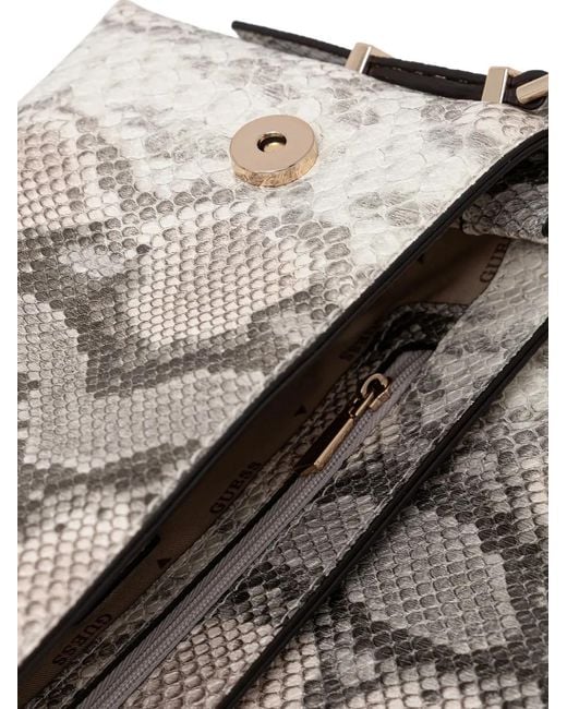 Guess Snakeskin-effect Chain Satchel Bag in White | Lyst UK