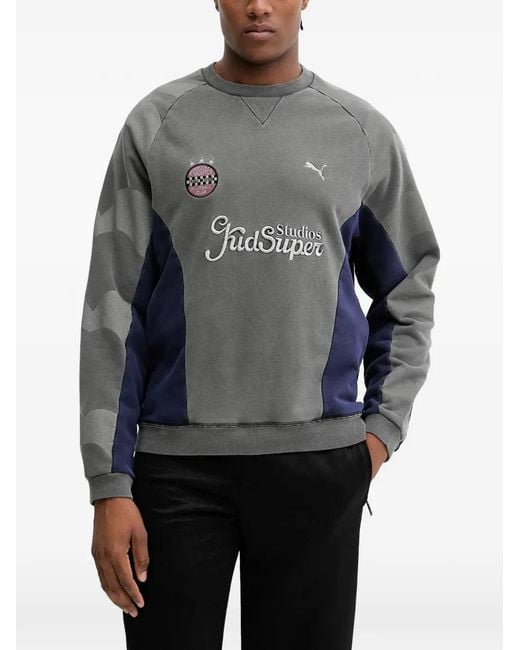 PUMA X Kidsuper Colour-Block Logo-Embroidered Sweatshirt in Grey for ...