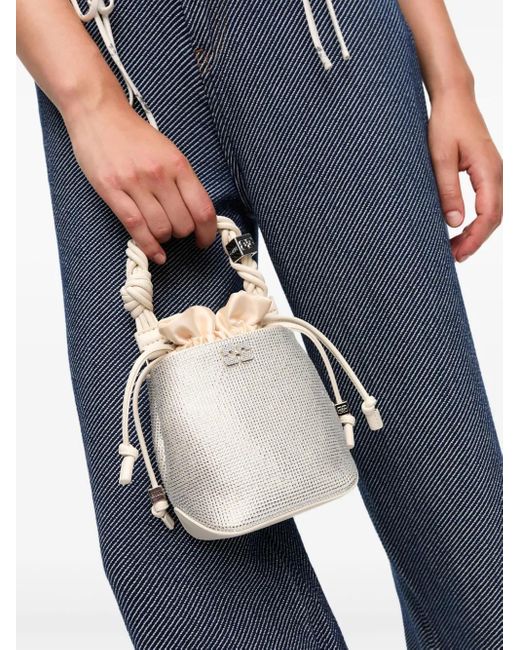 Ganni Mini Bou Bucket Bag in White | Lyst