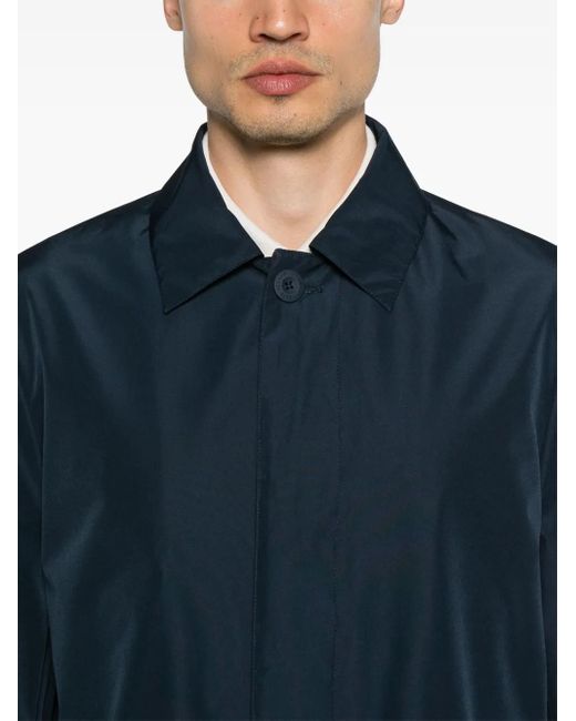Manuel Ritz Rubberised-Logo Trench Coat in Blue for Men | Lyst