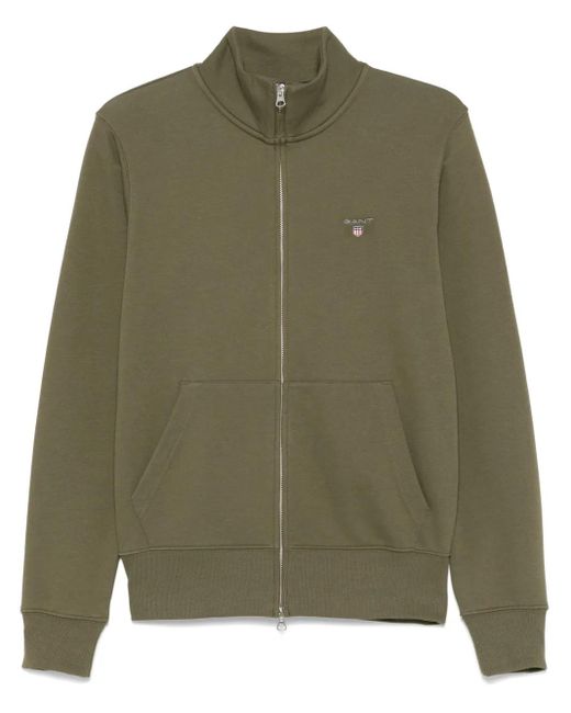 GANT Embroidered-Logo Cardigan in Green for Men | Lyst UK