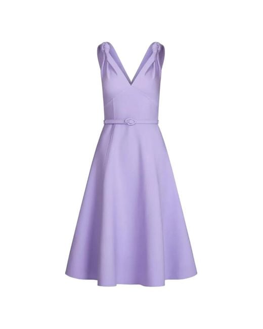 Oscar de la Renta Twist-Detailed Wool Midi Dress in Purple | Lyst UK