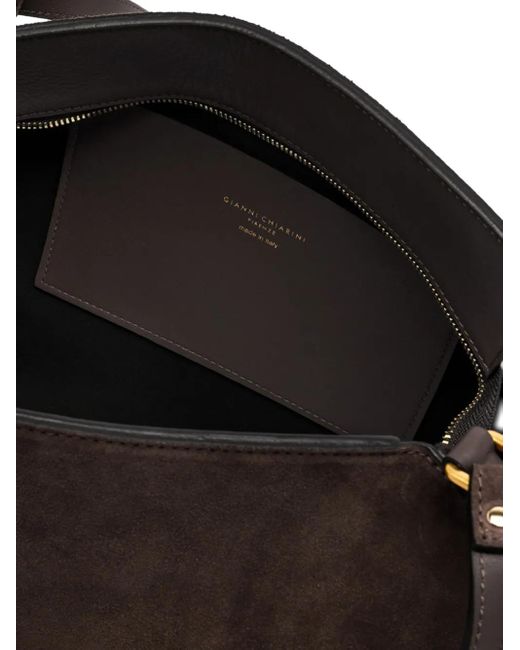 Gianni Chiarini Suede Leather Shoulder Bag in Black | Lyst