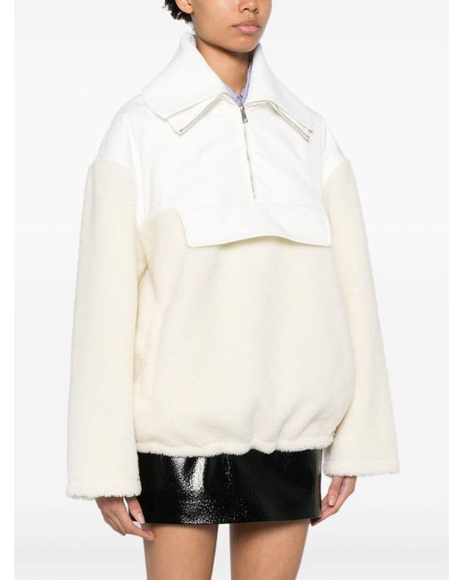 Gucci Fleece Zip Hoodie in Natural | Lyst