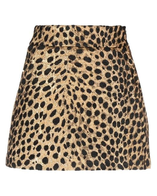 Genny Cheetah Print Mini Skirt In Gold Natural Lyst