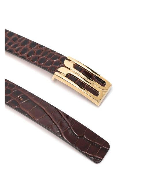 Victoria Beckham Croc-Embossed Belt in Brown | Lyst