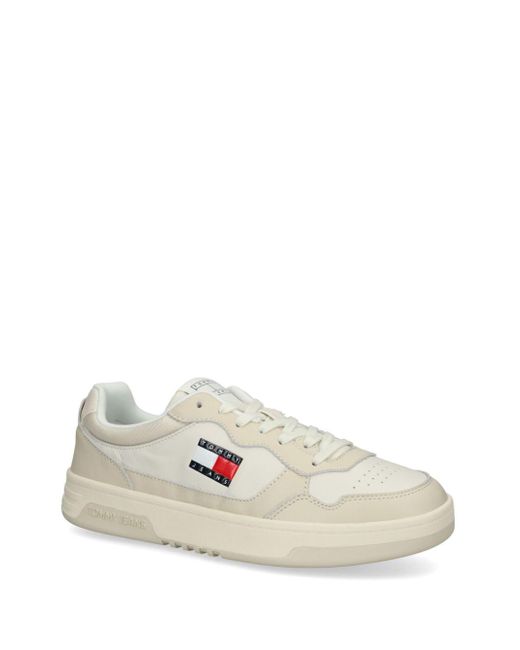 Tommy Hilfiger Two-Tone Lace-Up Leather Trainers in White | Lyst